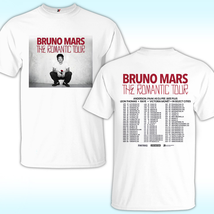 New Show Added Bruno Mars The Romantic Tour 2026 Shirt, 2 Sides ...